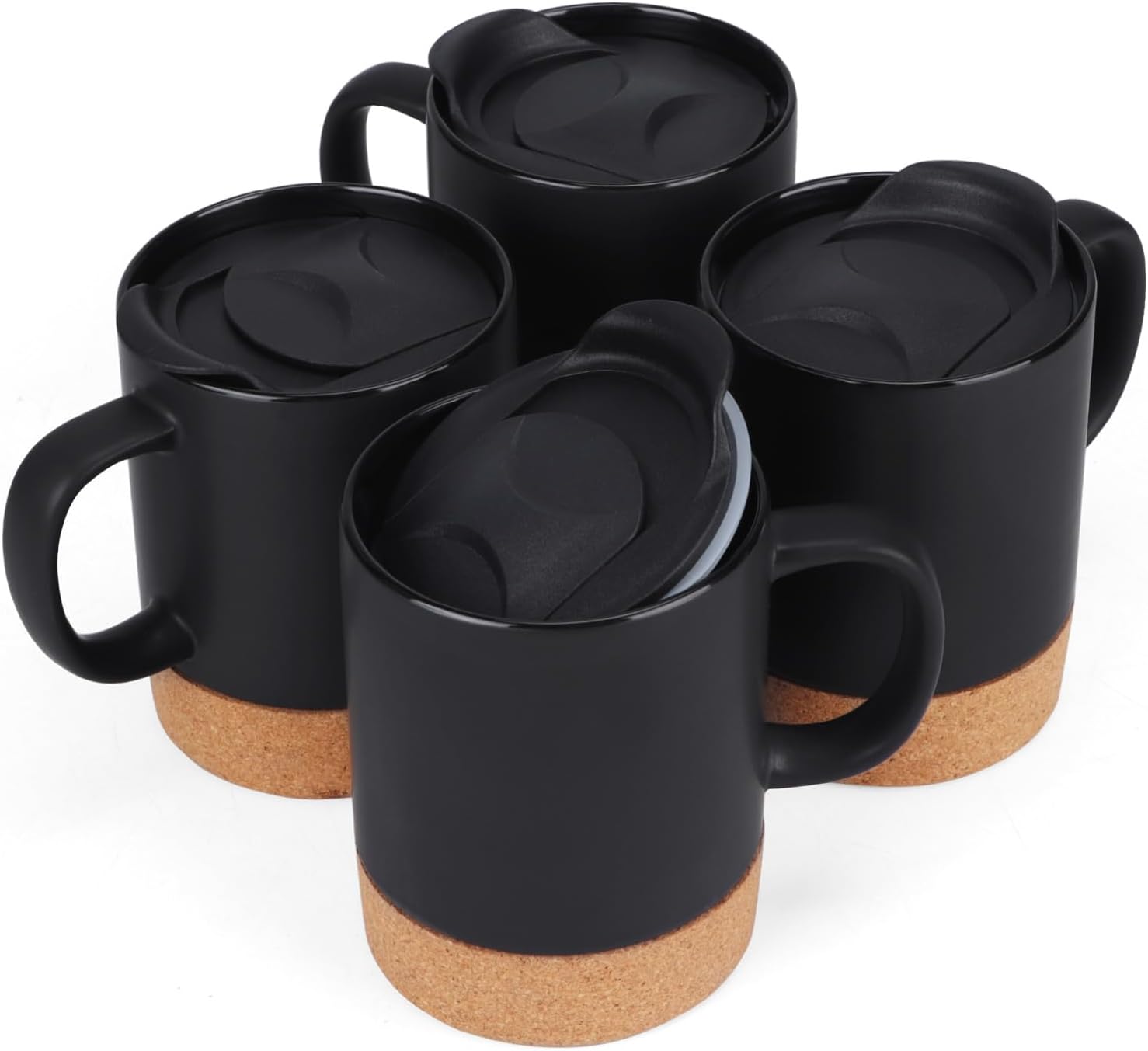 Amazon.com: Lyeasw Coffee Mug with Lid and Cork Bottom, 11.8oz Ceramic ...