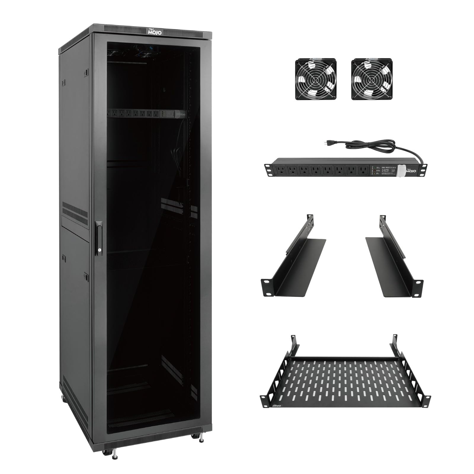 Amazon.com: Tecmojo 42U Server Rack Network Cabinet with PDU, Cooling Fans, Rack Rails, Shelf ...
