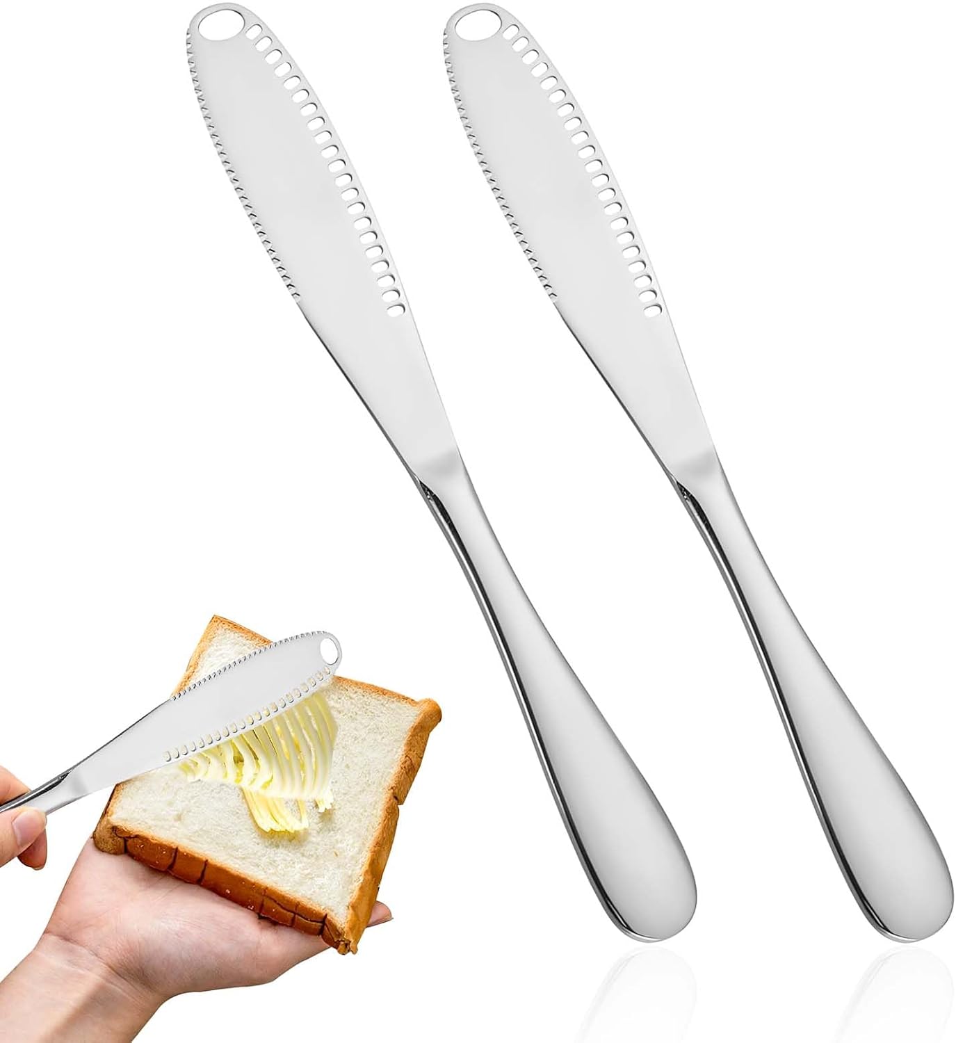 2 Pack Butter Spreader, Stainless Steel Butter Knife, Multi-Function ...