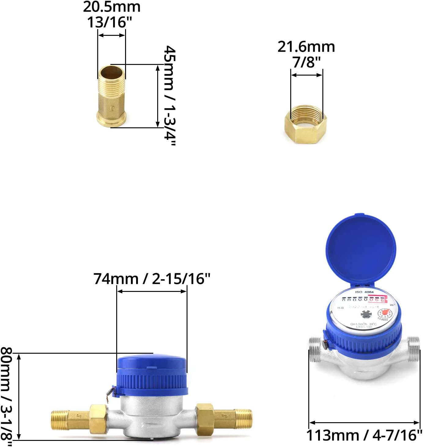 QWORK WD8309-N Cold Water Flow Meter Instruction Manual