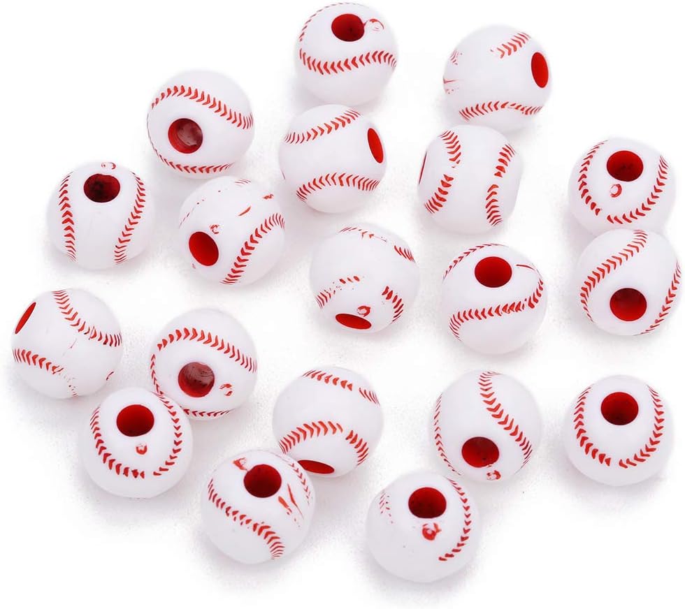 Amazon.com: 100 Pcs Acrylic Baseball Beads 12mm Sports Pony Beads for ...
