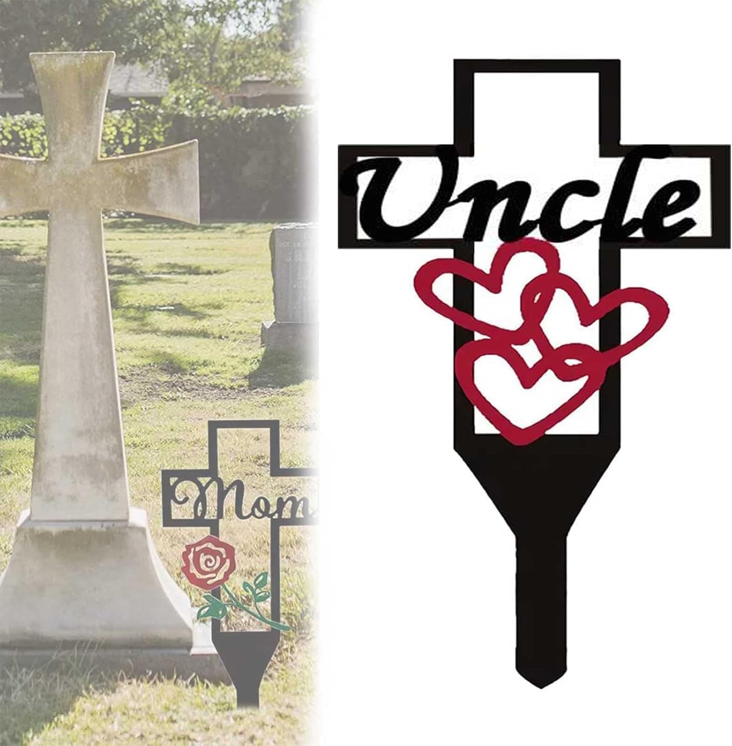 Amazon.com: FETNHU Metal Memorial Cross Garden Stake Graveyard ...