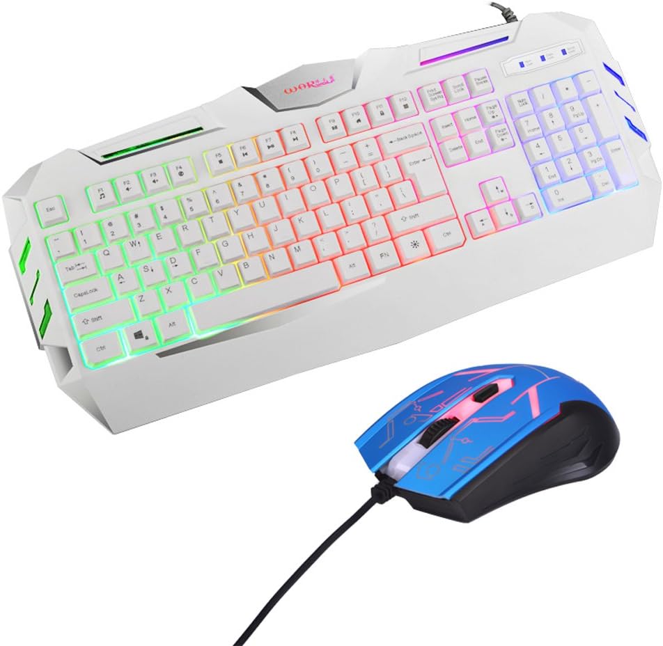 WarWolf Illuminated Gaming Keyboard with USB and Led Wired Gaming Mouse ...
