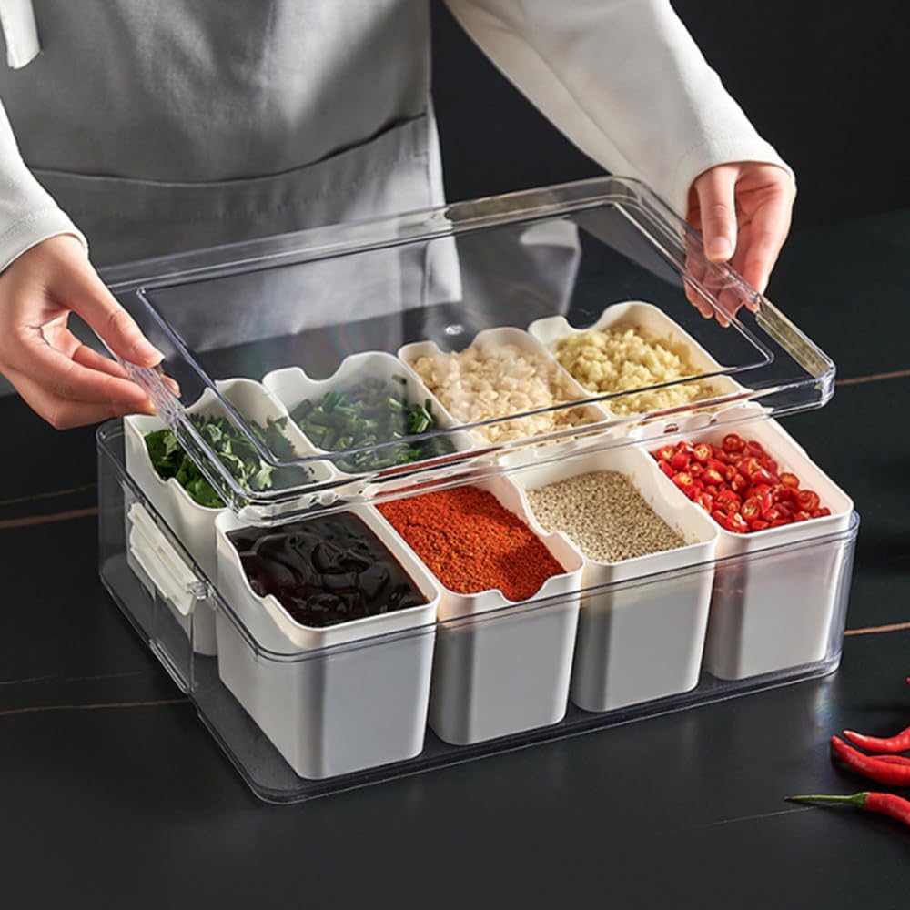 Amazon.com: CARTBAE Seasoning Organizer Box 8-Point Grid Large Capacity ...