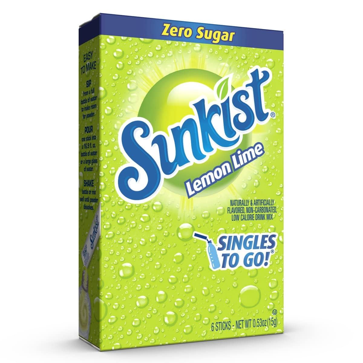 Amazon.com : Sunkist Soda Lemon Lime Singles To Go Drink Mix, 0.53 OZ ...