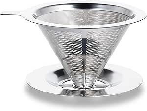 Amazon.com: Pour Over Coffee Dripper, Stainless Steel Double Layer Cone ...