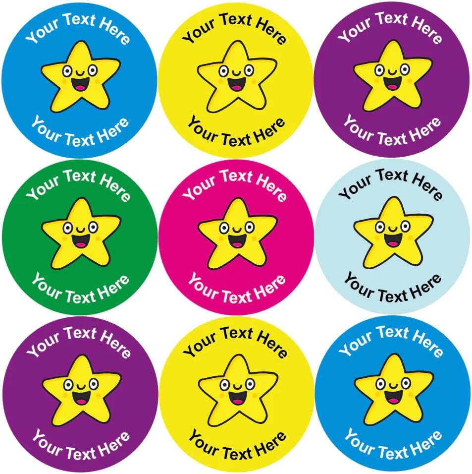 Classroom Stickers 144 Personalised Cute Smiling Star Reward Stickers ...
