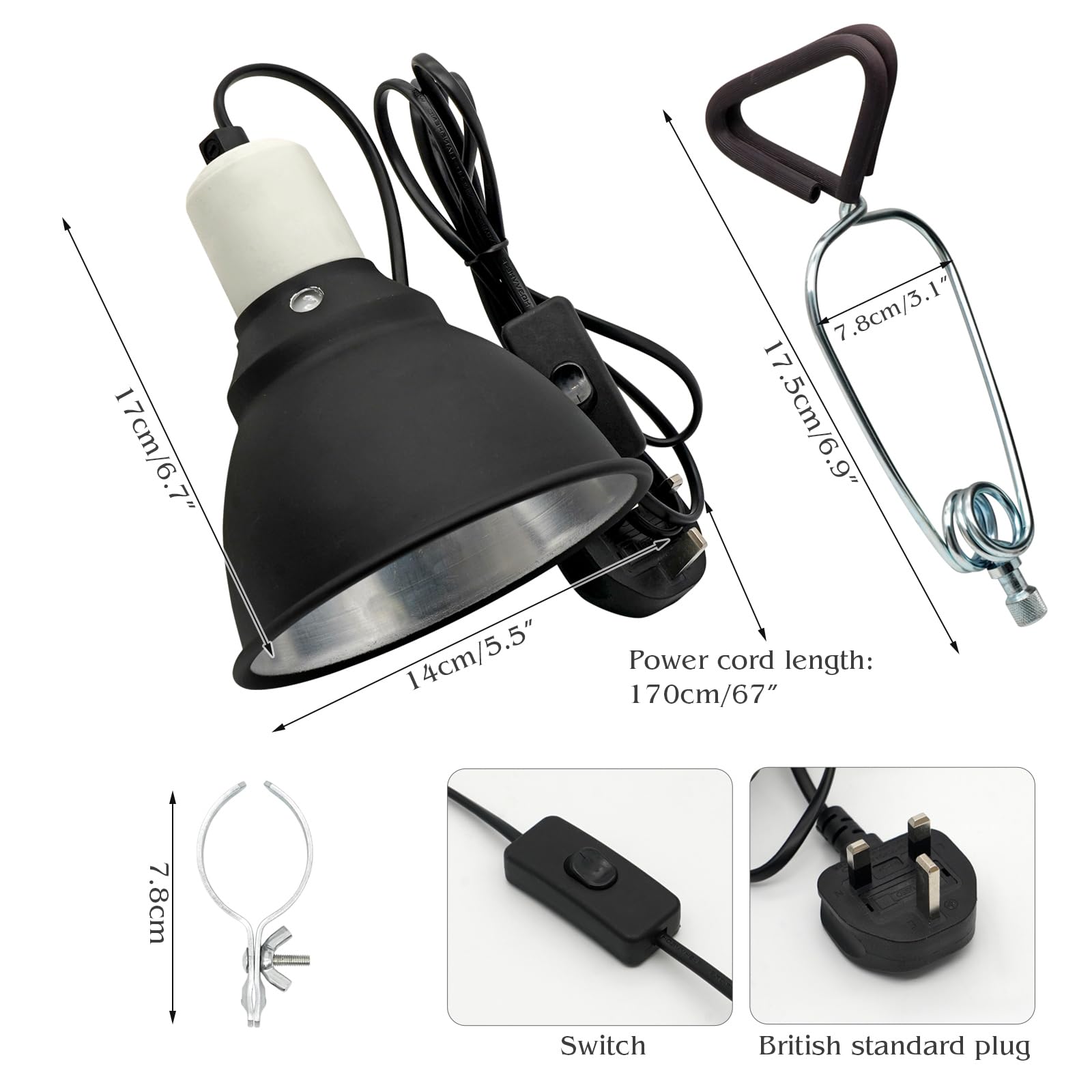 Reptile Dome Light Fixture 15Inch Dual Reptile Light Fixture, Max 150W ...