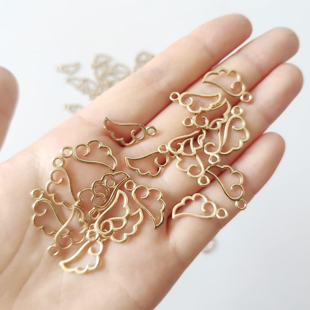 Amazon.com: 100Pcs Gold Angel Wing Beads Mini Metal Wing Beads for ...