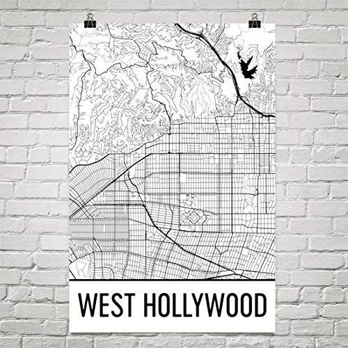 Amazon.com: West Hollywood CA Map, West Hollywood Art, West Hollywood ...