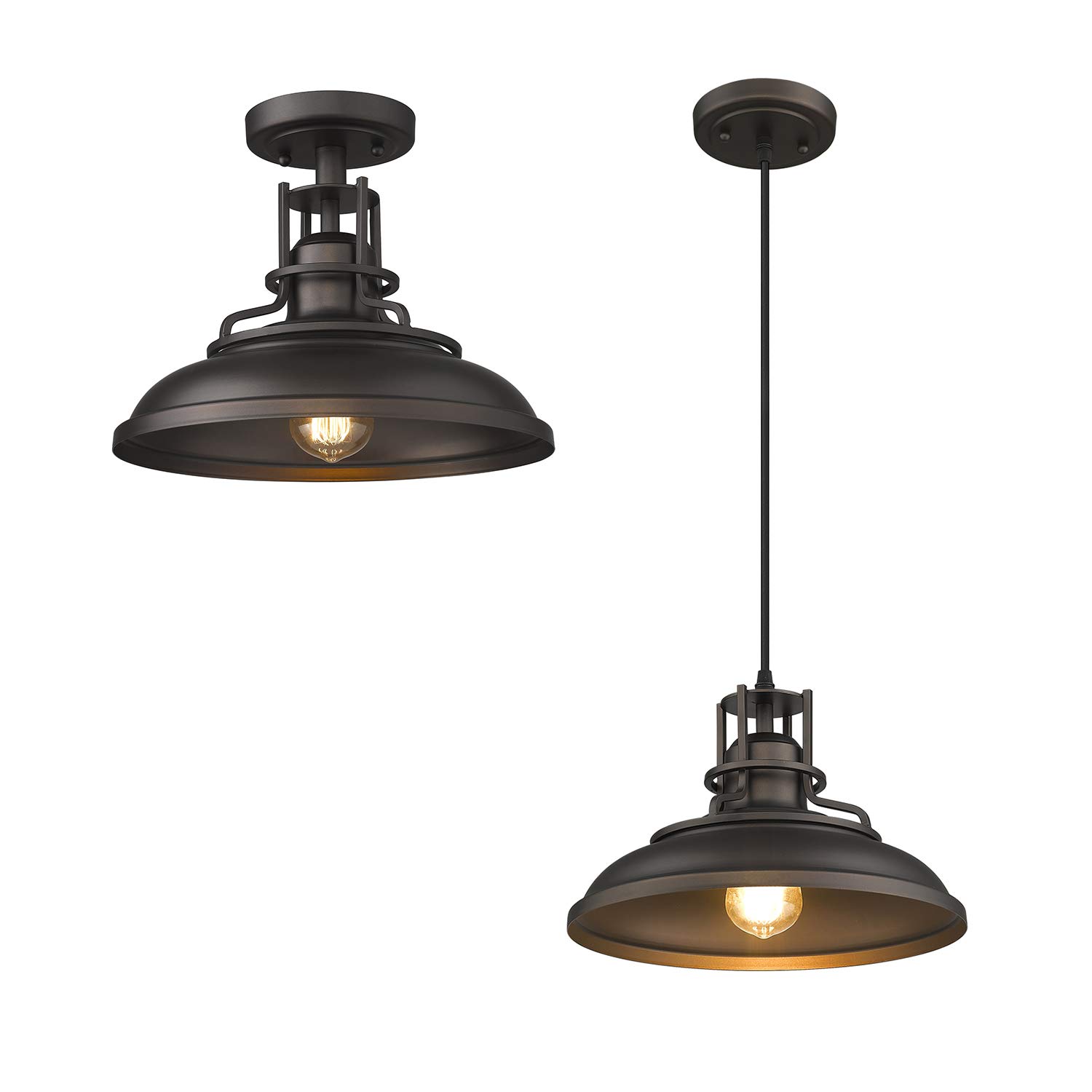 FEMILA Semi Flush Mount Pendant Light Fixture, Farmhouse Ceiling Light ...