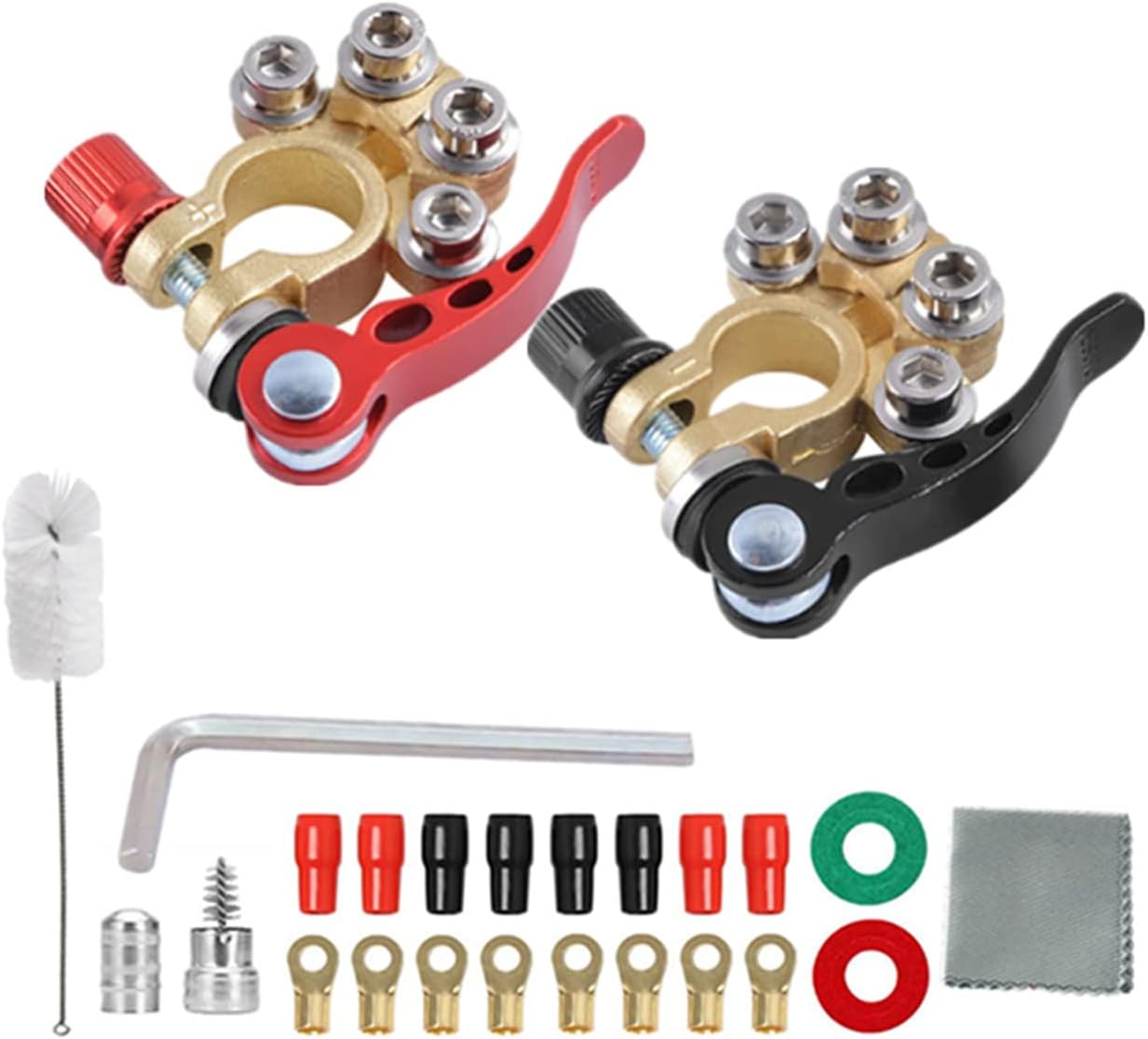 Battery Terminal Clamp Connectors,2 Pcs 4 Way Car Battery Terminal ...
