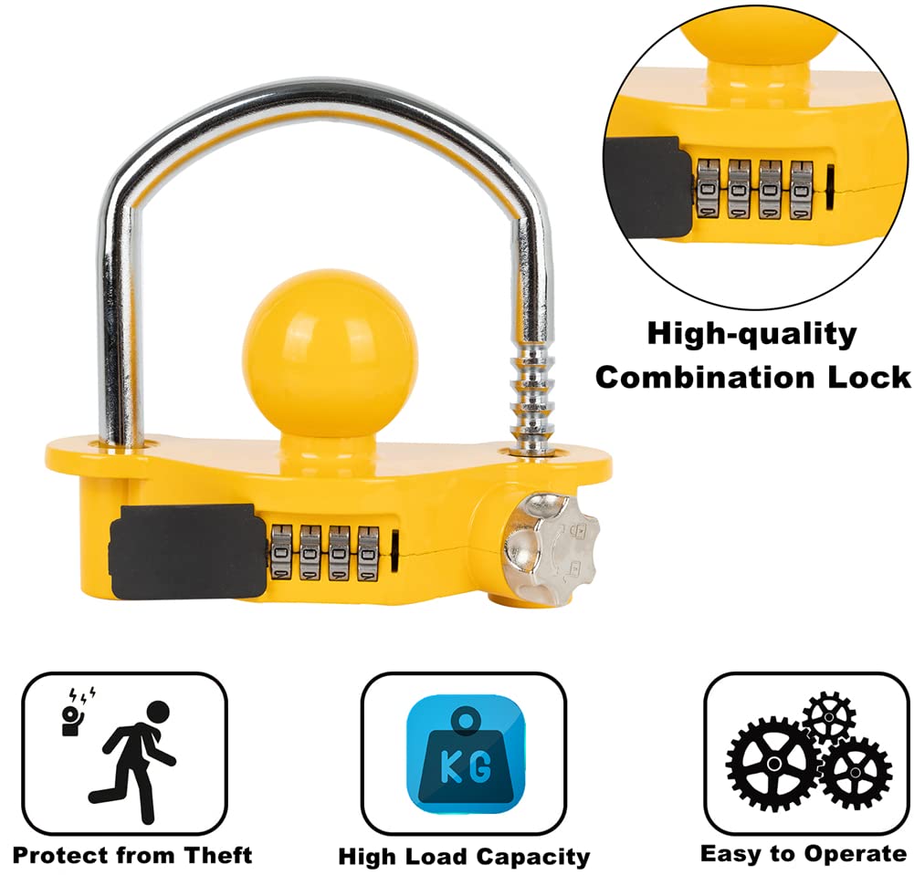Snapklik.com : Trailer Ball Tow Hitch Lock Adjustable Storage Security ...