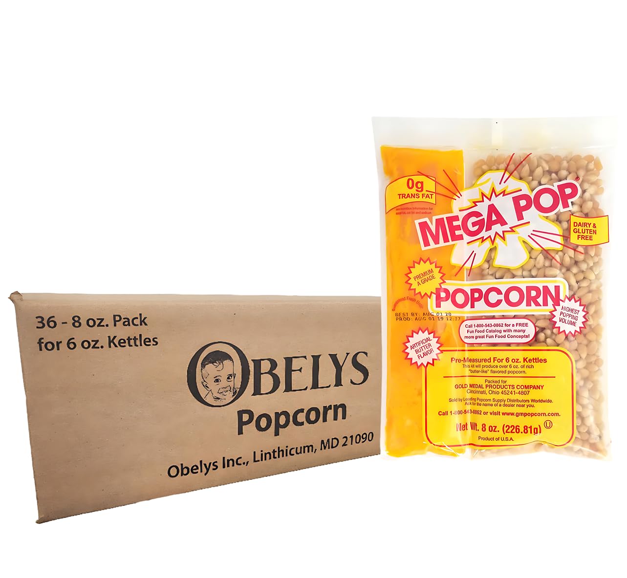 Amazon.com: Mega Pop Popcorn Kit - Premium A Grade Popcorn 8oz Per Kit ...