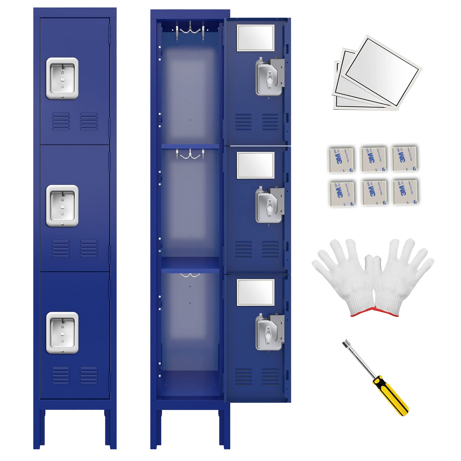 KAER Metal Lockers for Employees,3-Tier Storage Locker,Locker Cabinet ...