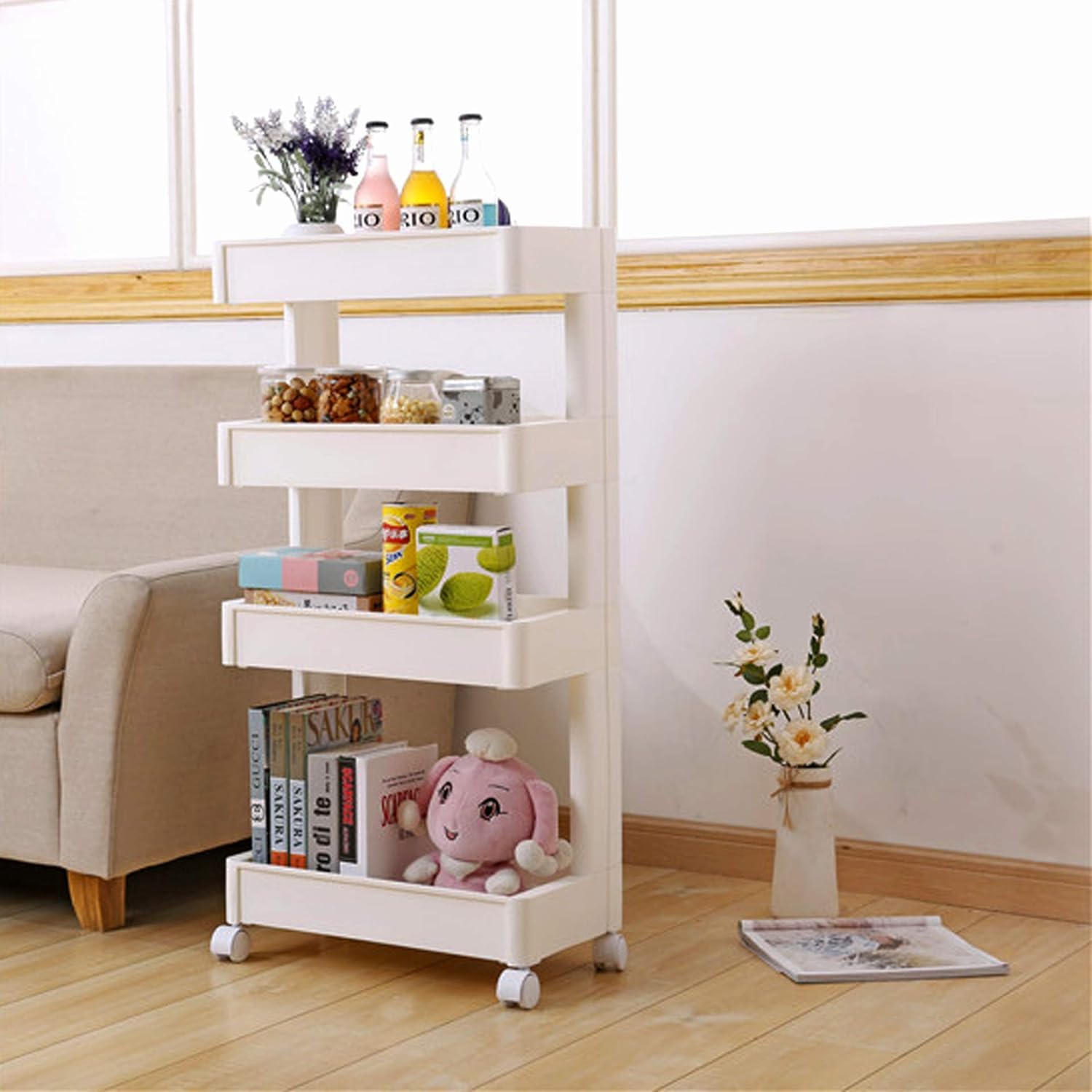 Vruta Plastic 4 Tier 4 Layer Slim Space Saving Storage Organizer ...