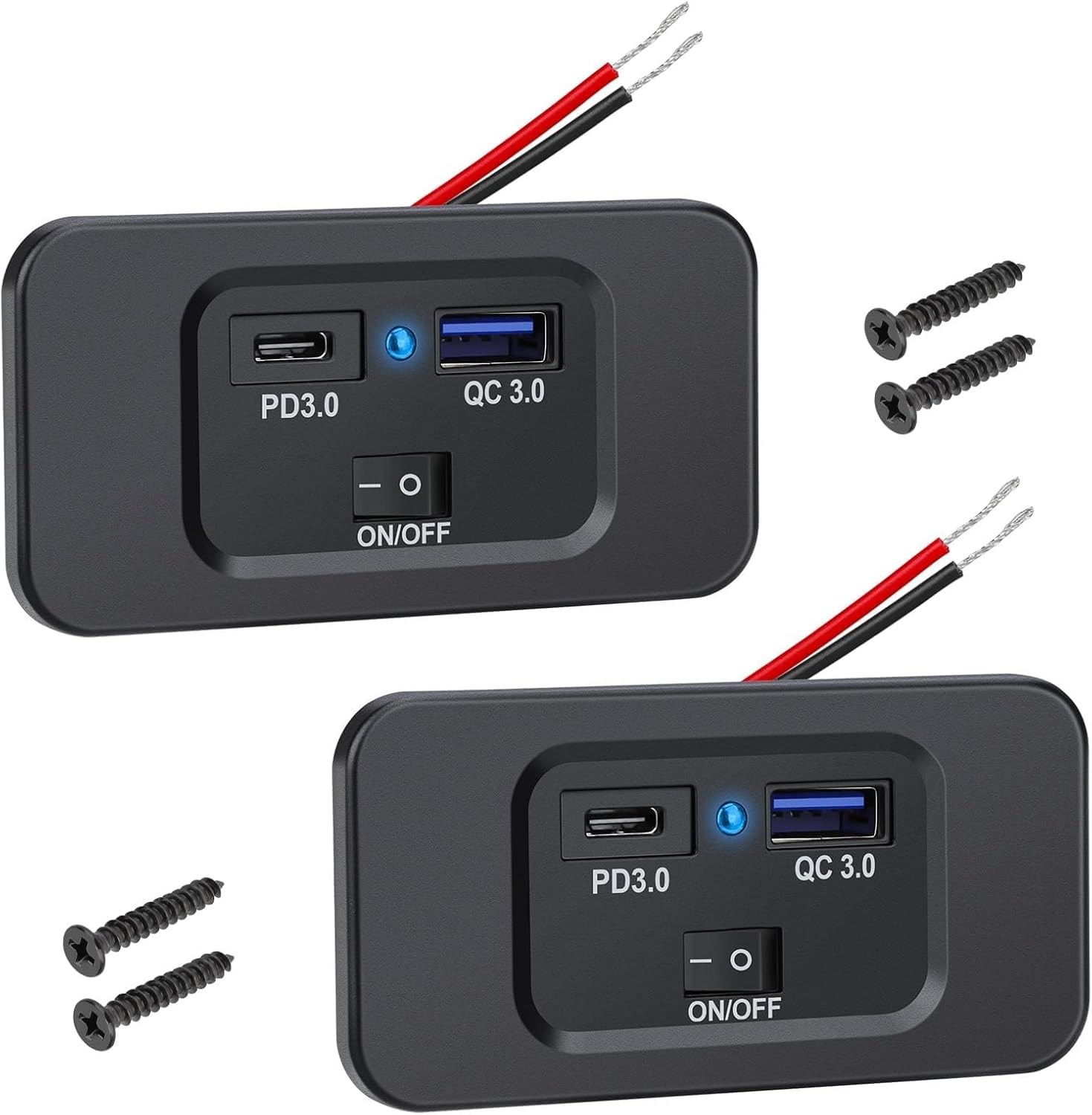 Linkstyle Dual USB Charging Panel, QC3.0 USB A & PD Type C USB Socket ...