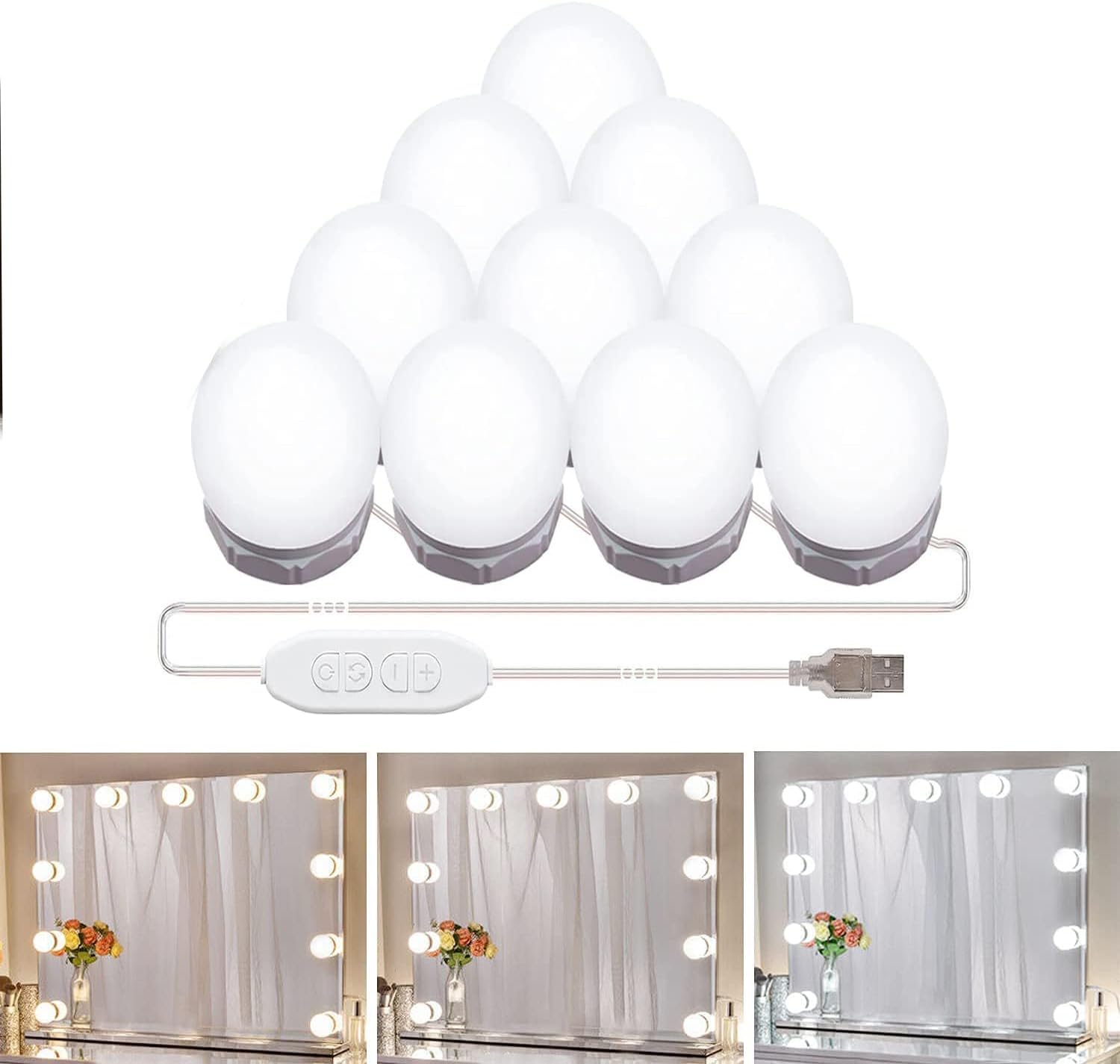 Gluckluz Vanity Mirror Lights Makeup LED Mirror Lighting Hollywood DIY ...