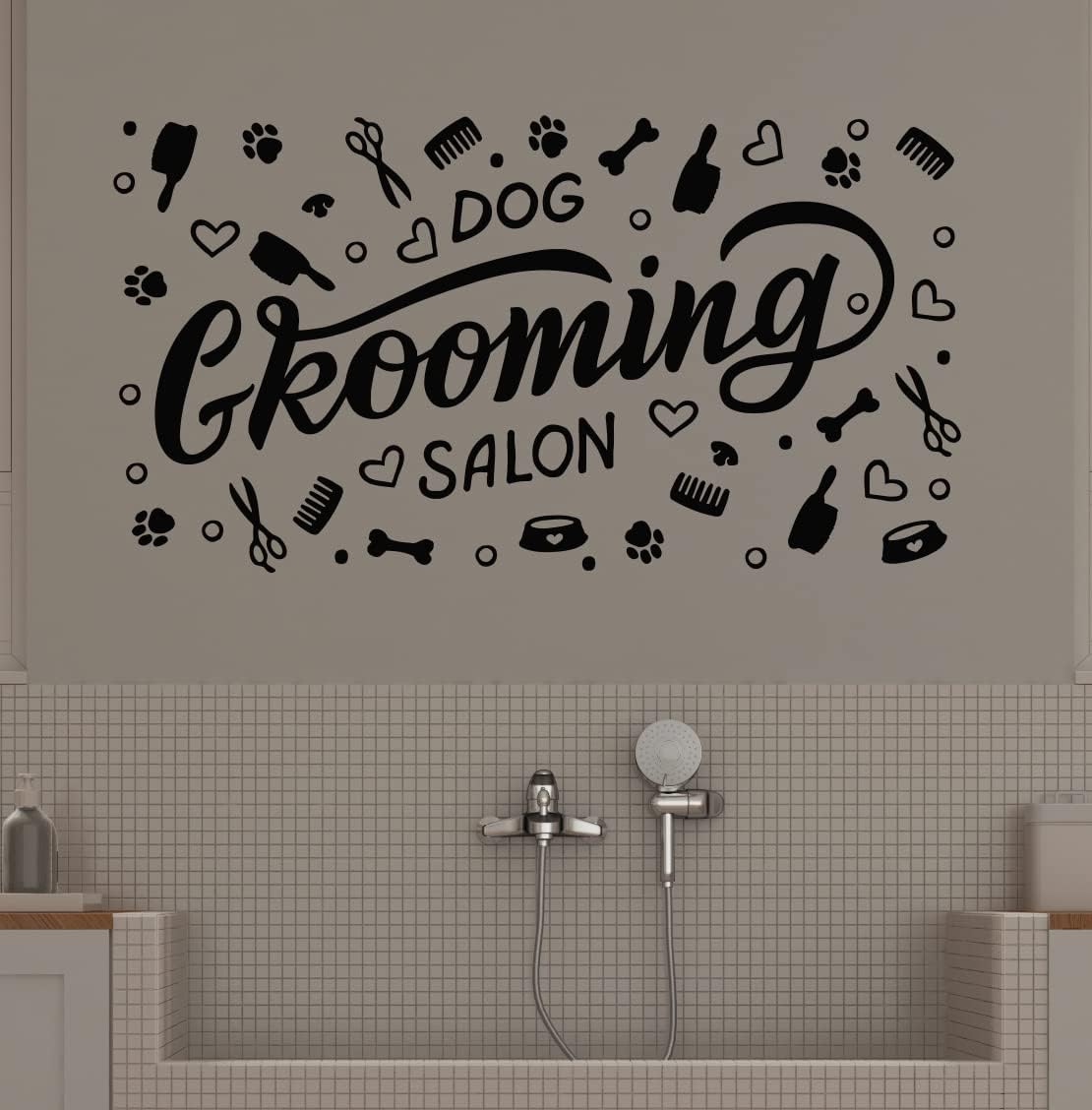 Amazon.com: Vinyl Wall Decal Grooming Salon Hygiene Animals Dog Pets ...