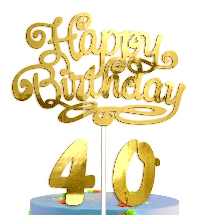 Buy Happy Birthday Cake Topper 40 Years - 40th BDay Men Women Girls ...