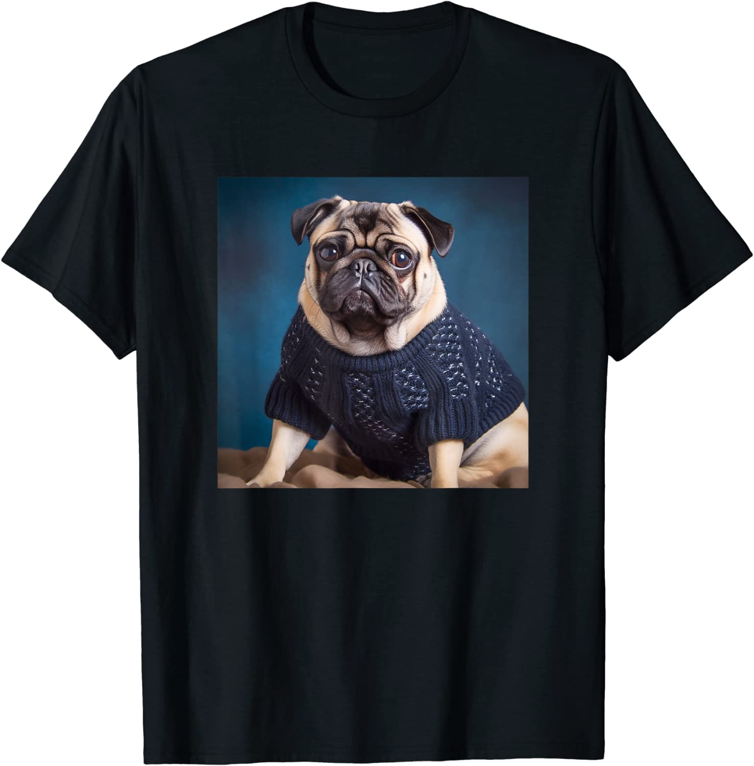 Camiseta Con Cara De Pug Negra