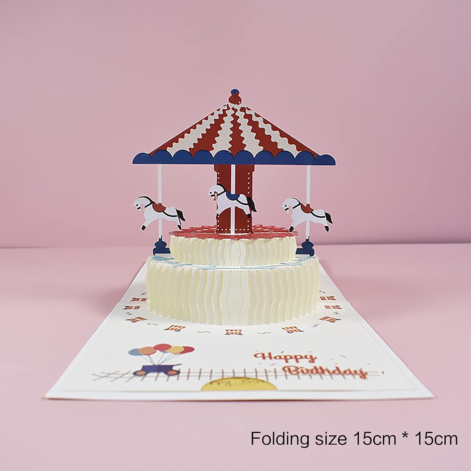 3D Cards Pop Up,Carousel Cake Happy Birthday Pop-up Greeting Cards ...