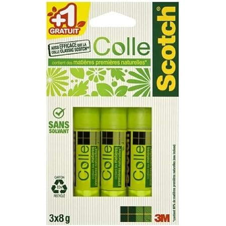 Bâton de colle permanente Scotch, paquet de 5bâtons, 8g : Amazon.fr ...