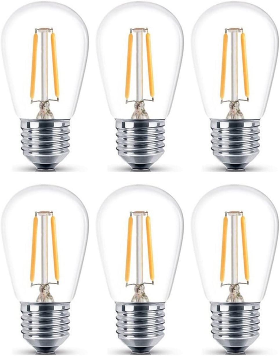 Amazon | 6個入 LED フィラメント電球 S14 2W 200LM E26口金 2700K暖色ウォームホワイト 100-130V 白熱電球20W形相当 全配光タイプ UL認定済み ...