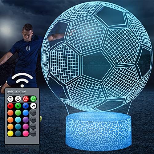 Anano 3D Illusion Football Lights Lamp,Soccer LED Table Desk Decor 7 ...