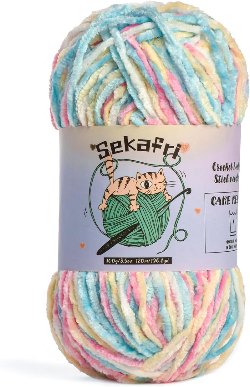 Amazon.com: Fuzzy Chenille Yarn for Crocheting, Fluffy Amigurumi ...