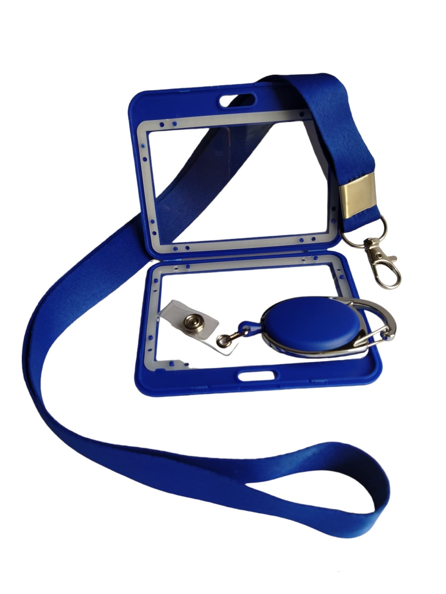 Fobzzy, Plastic Box ID Card Holder Id Badge Combo Pack, Blue Horizontal ...