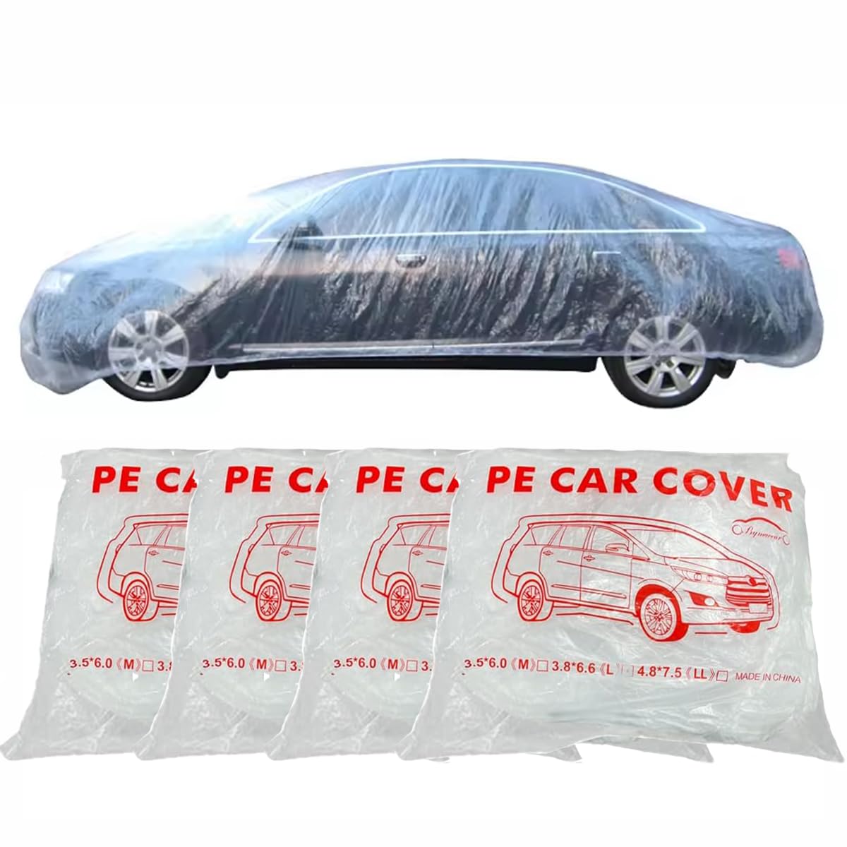 Amazon.com: Clear Plastic Car Cover, 4 Pack Universal 12.5 x 21.7ft ...
