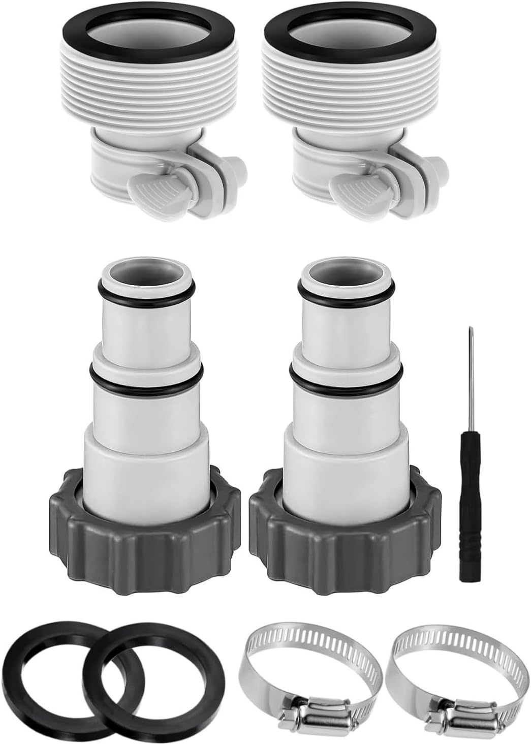 Amazon.com: (4pk) Pool Hose Adapter 2-Types Conversion Connectors for 1 ...