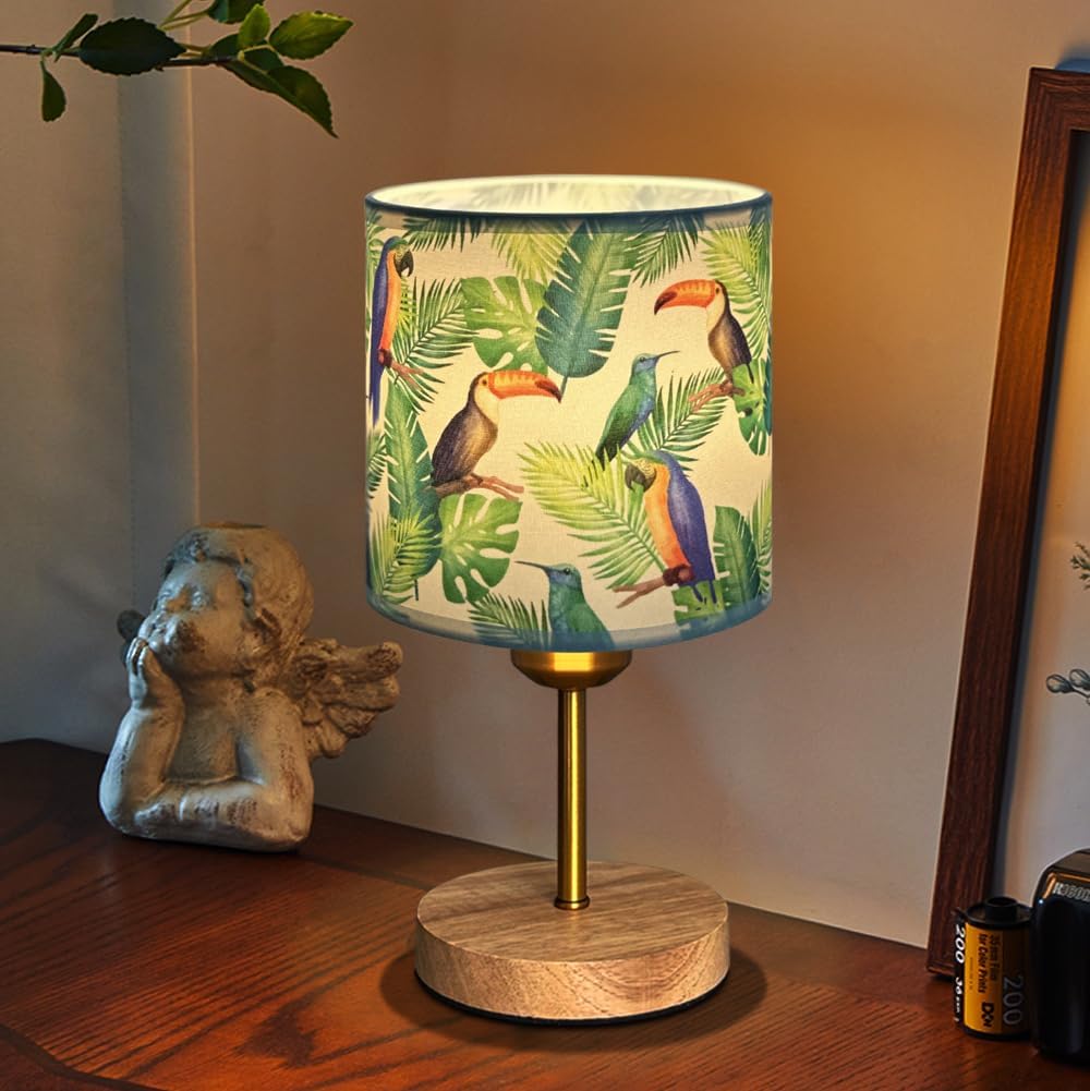 MUCHER Bedside Table Lamp Nightstand Bedroom Lamp with Green Fabric ...
