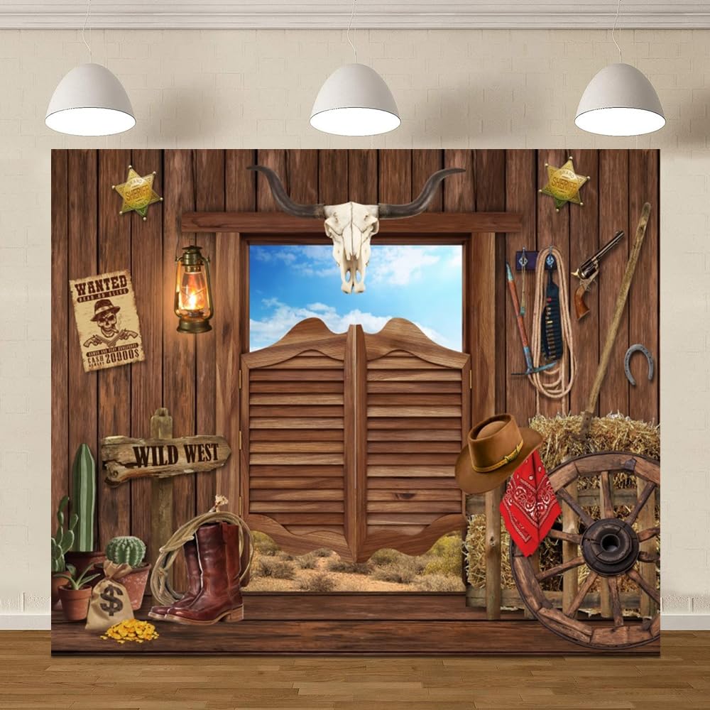 Amazon.com : ChloropLastid 10x8ft Western Cowboy Photo Backdrop Rustic ...