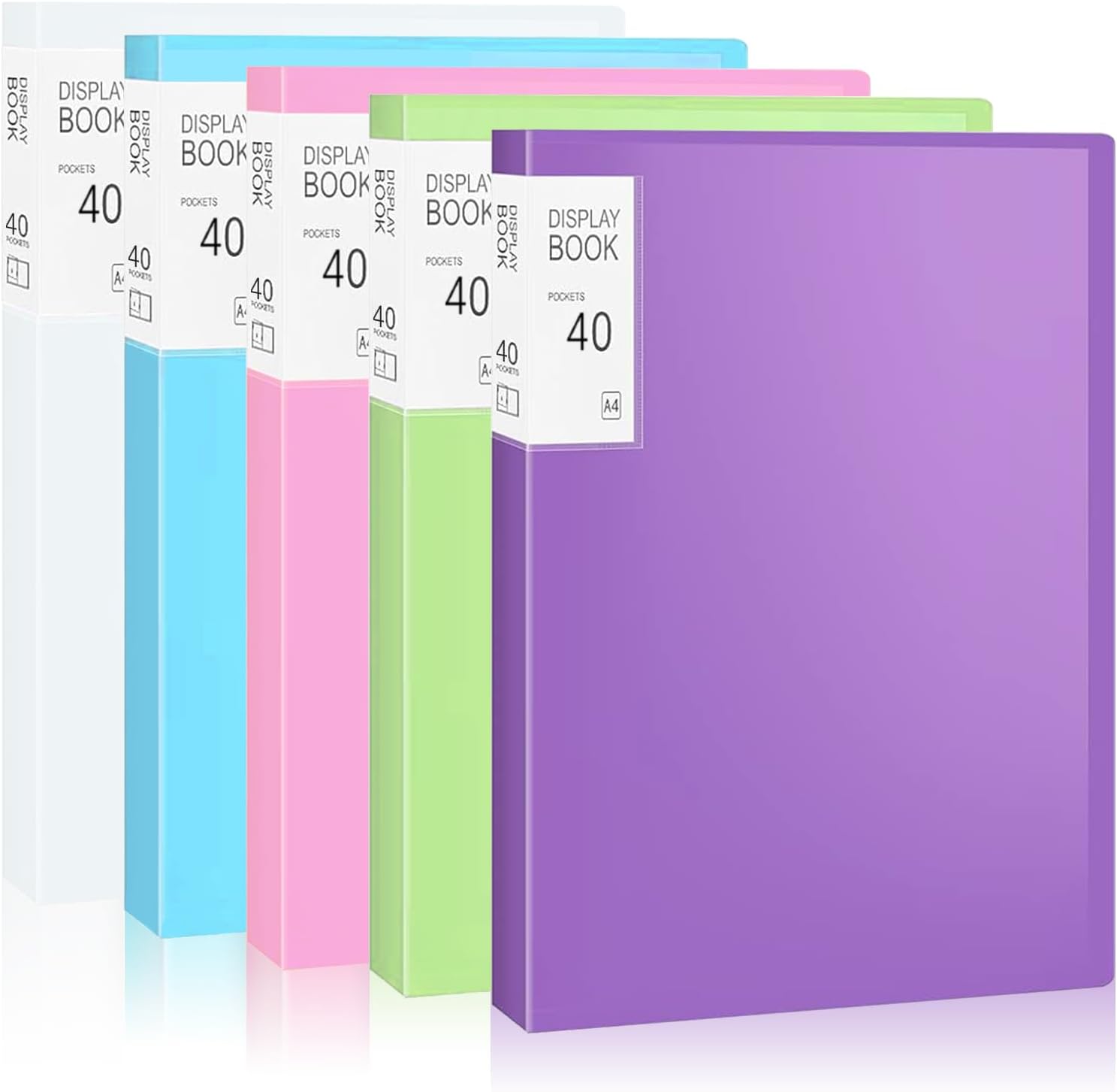 SUPERFA 5 Pack A4 Display Folders with Plastic Clear Sleeves, Display ...