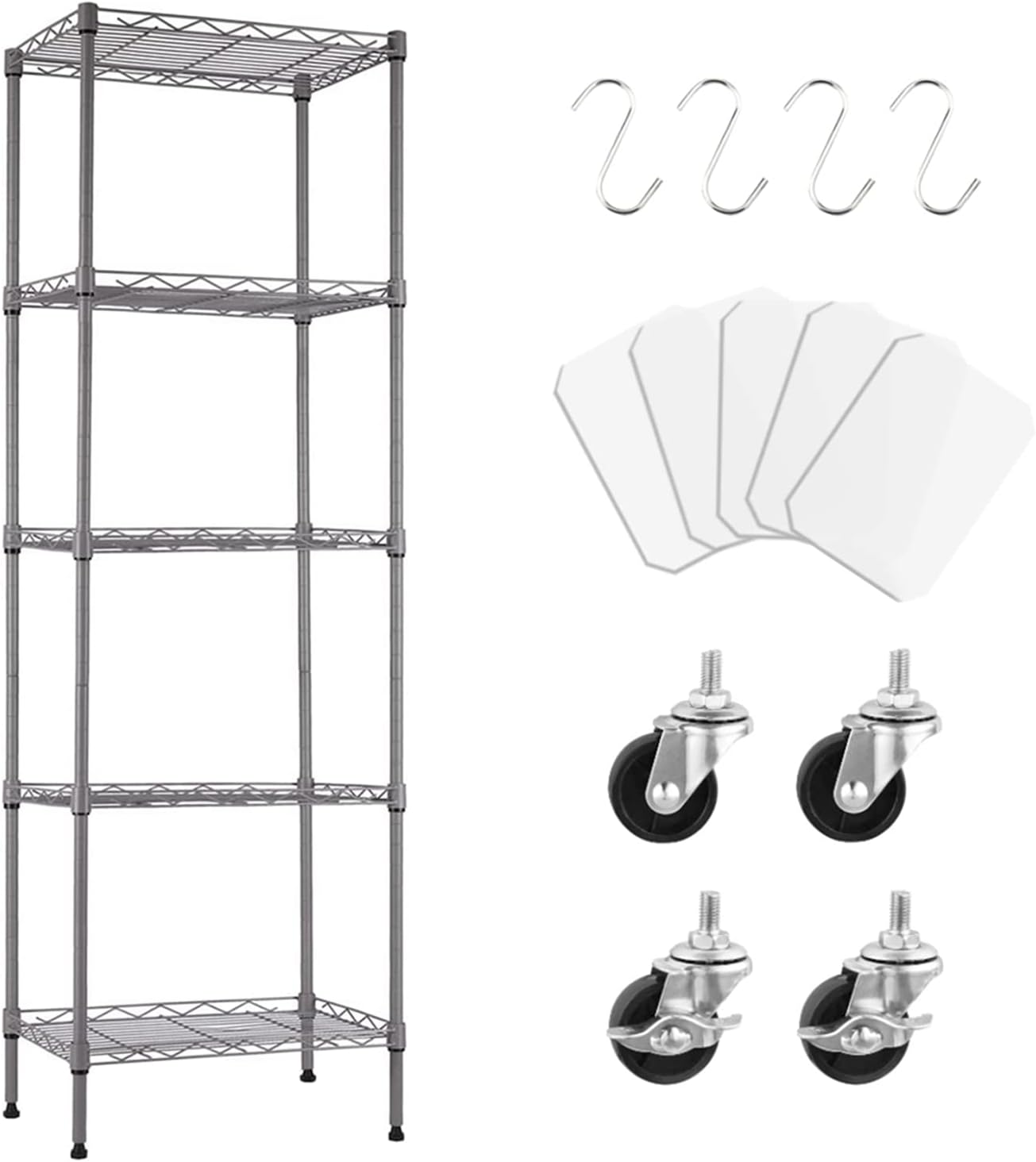 Solerconm Estante de Cocina con ruedas,Estantería de 5 Niveles,Gabinete ...