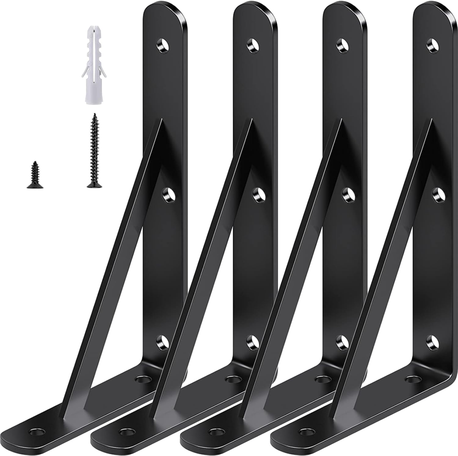 Amazon.com: 10 Inch Shelf Brackets, Heavy Duty Black Metal L Bracket ...