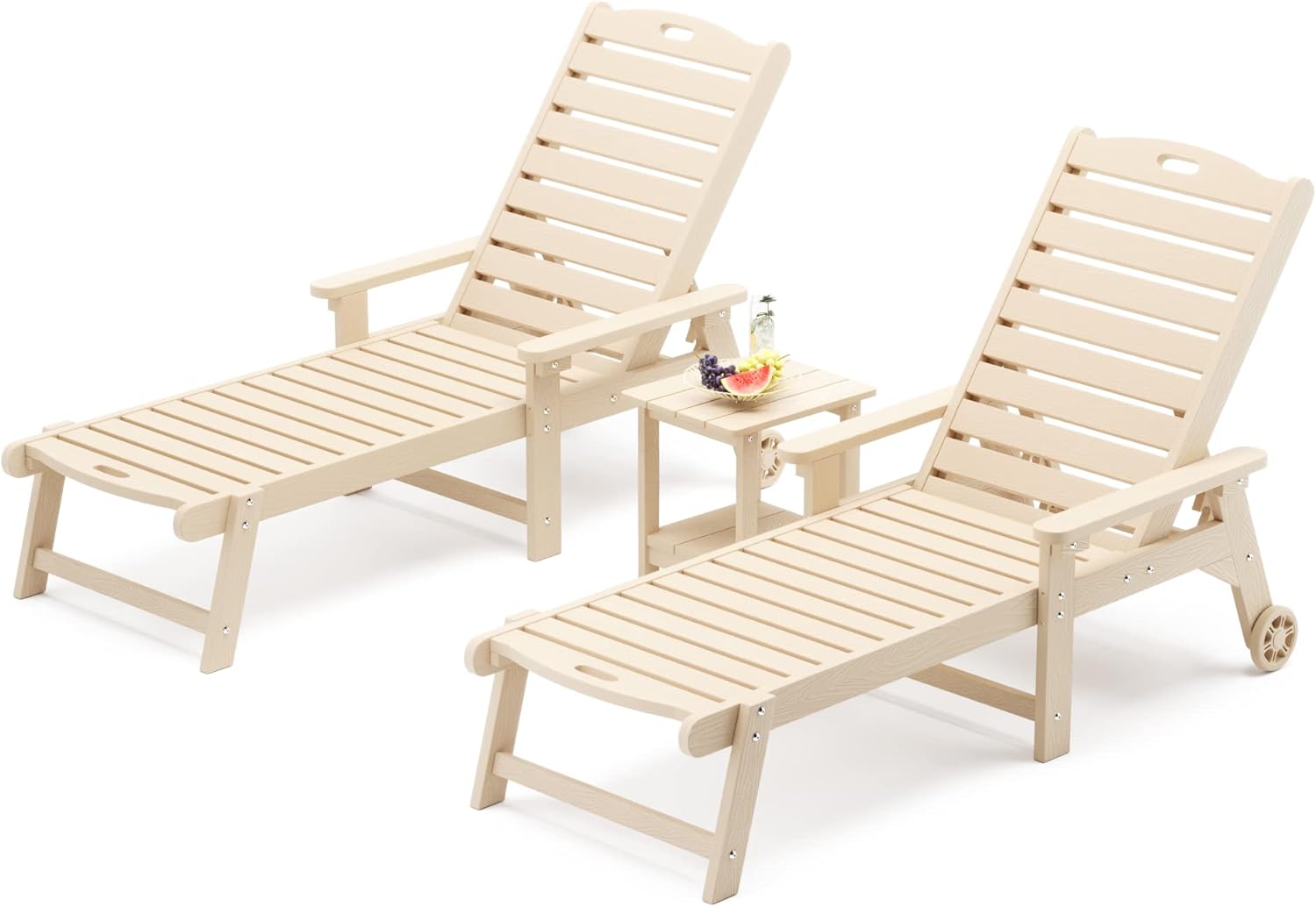 Amazon.com : LUE BONA Chaise Lounge Chairs Set with Table, 3-Piece, 79 ...