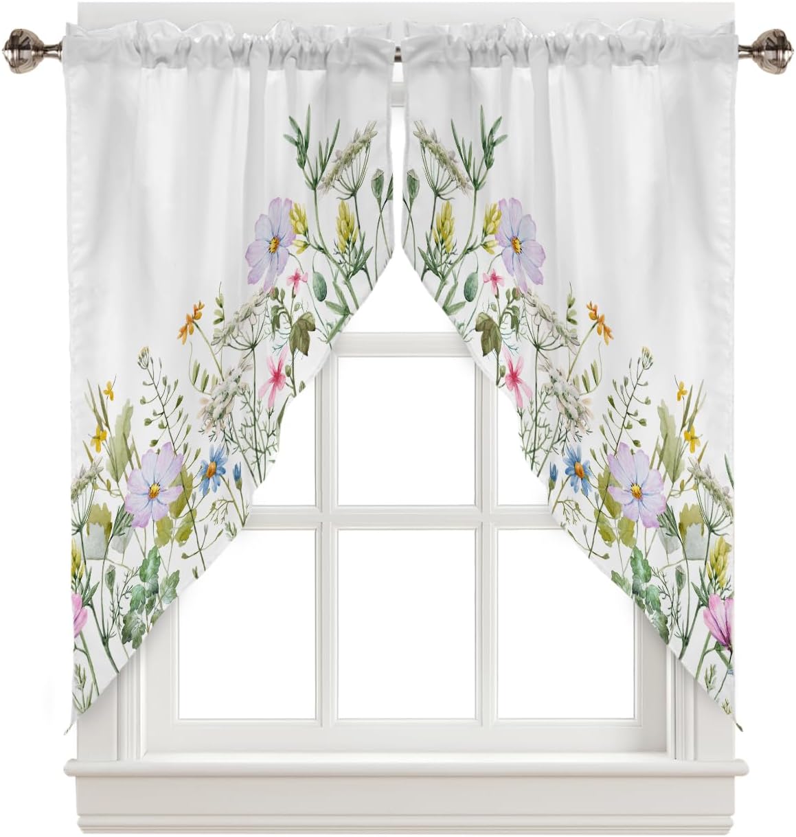 Amazon.com: YOKOU Swag Curtains, Wildflowers Spring Watercolor Flower ...