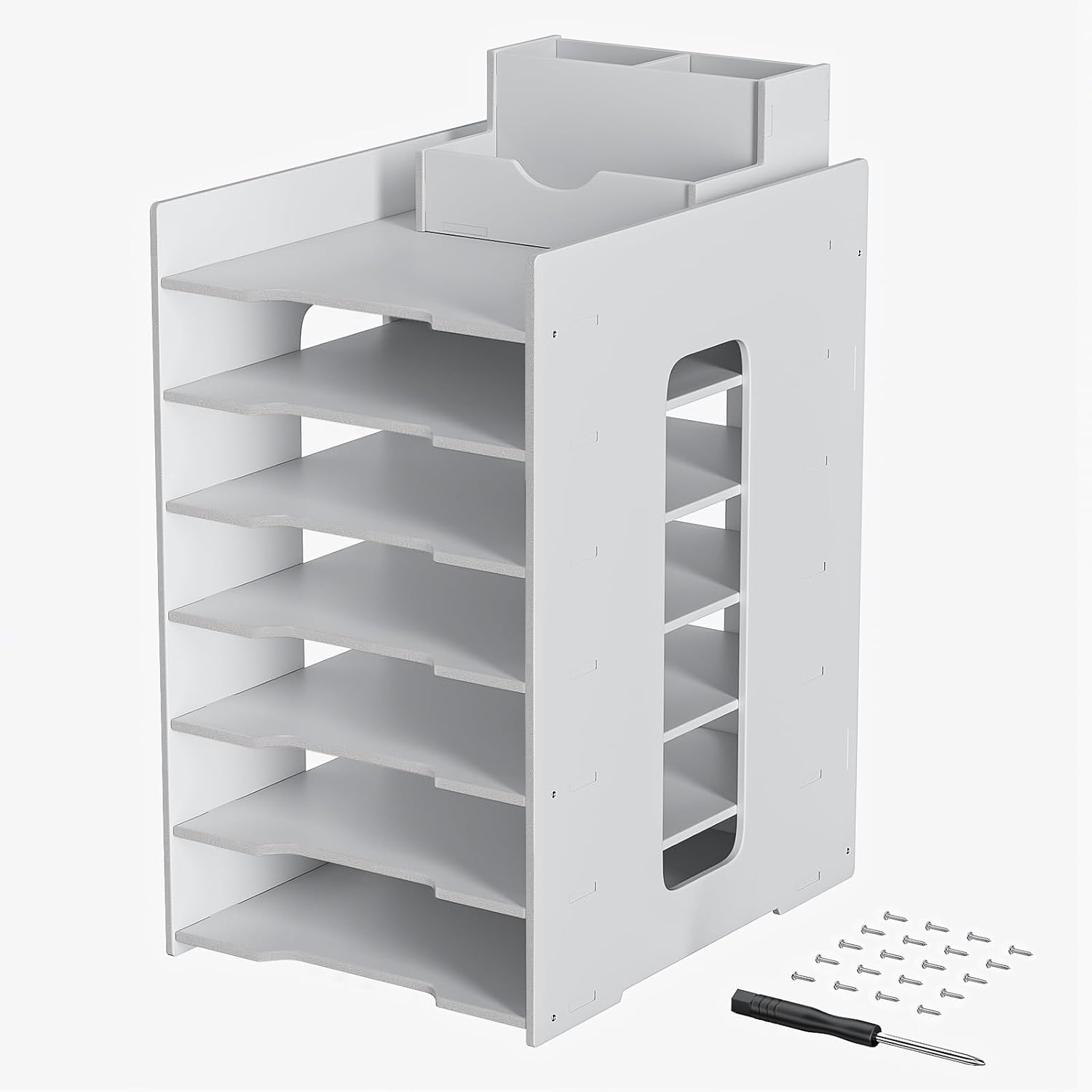 Amazon.com: Office File Paper Organizer Desk Desktop,White File Holder ...