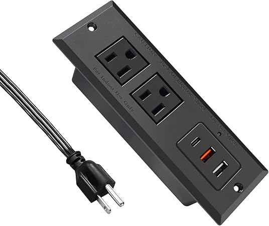 Amazon.com: 20W Recessed Power Strip USB C Fast Charge Desk Power ...