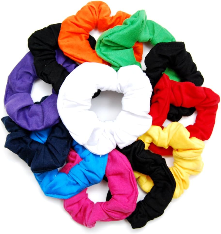 Amazon.com : LUXXII (12 Pack) 4" Fancy Soft Cotton Colorful Scrunchies ...