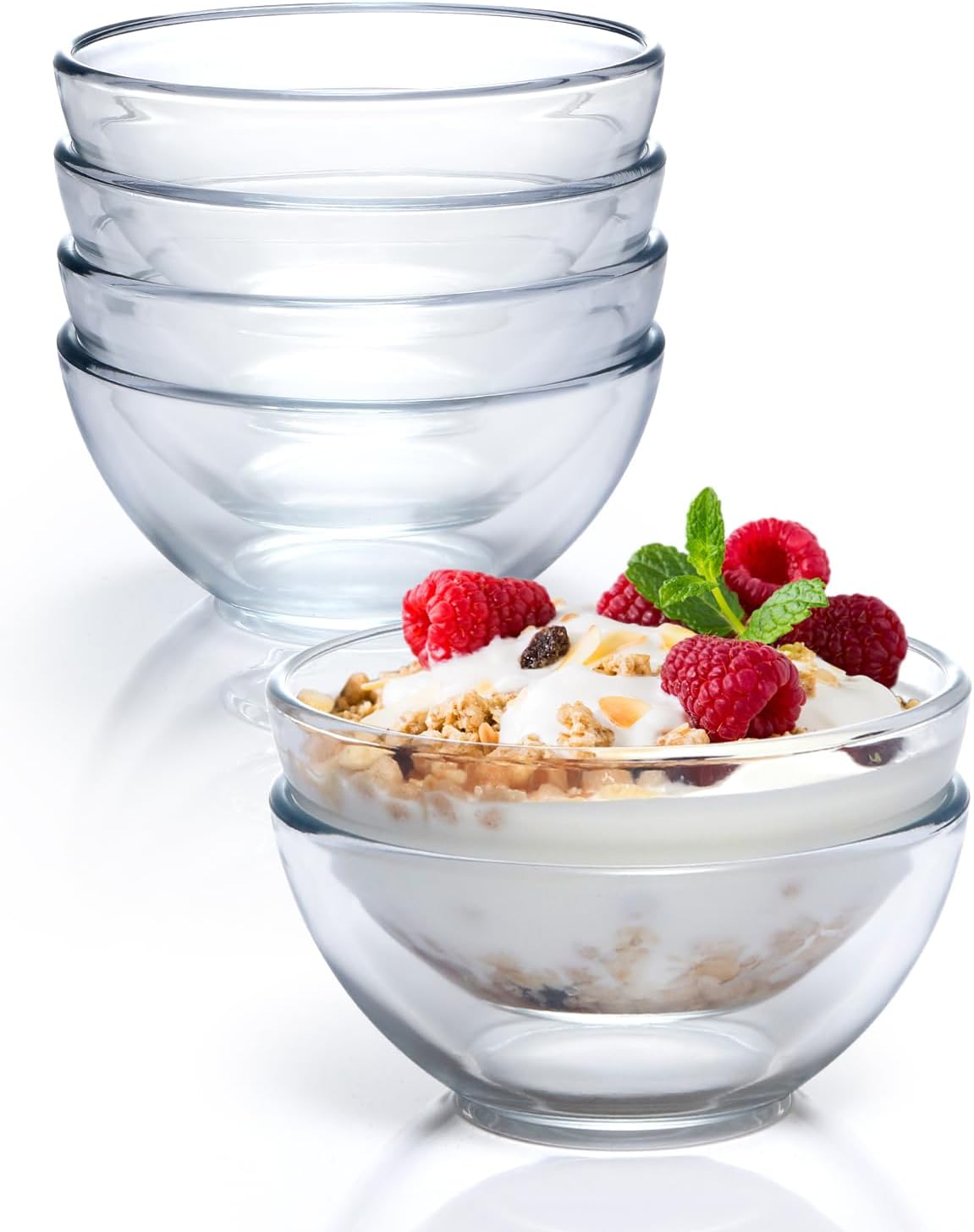 Amazon.com: FOYO 5 Inch Glass Mixing Bowls Set Glass Salad Bowls, Round ...