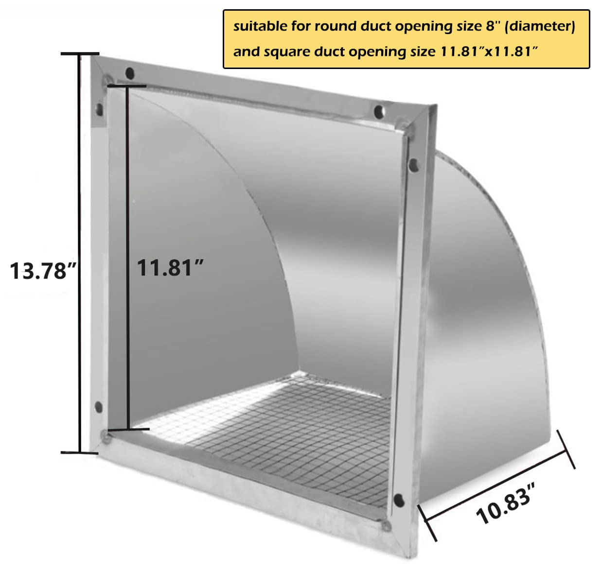 8 Inch Wall Vent Cover, Dryer Vent Cover Outdoor, Stainless Steel ...