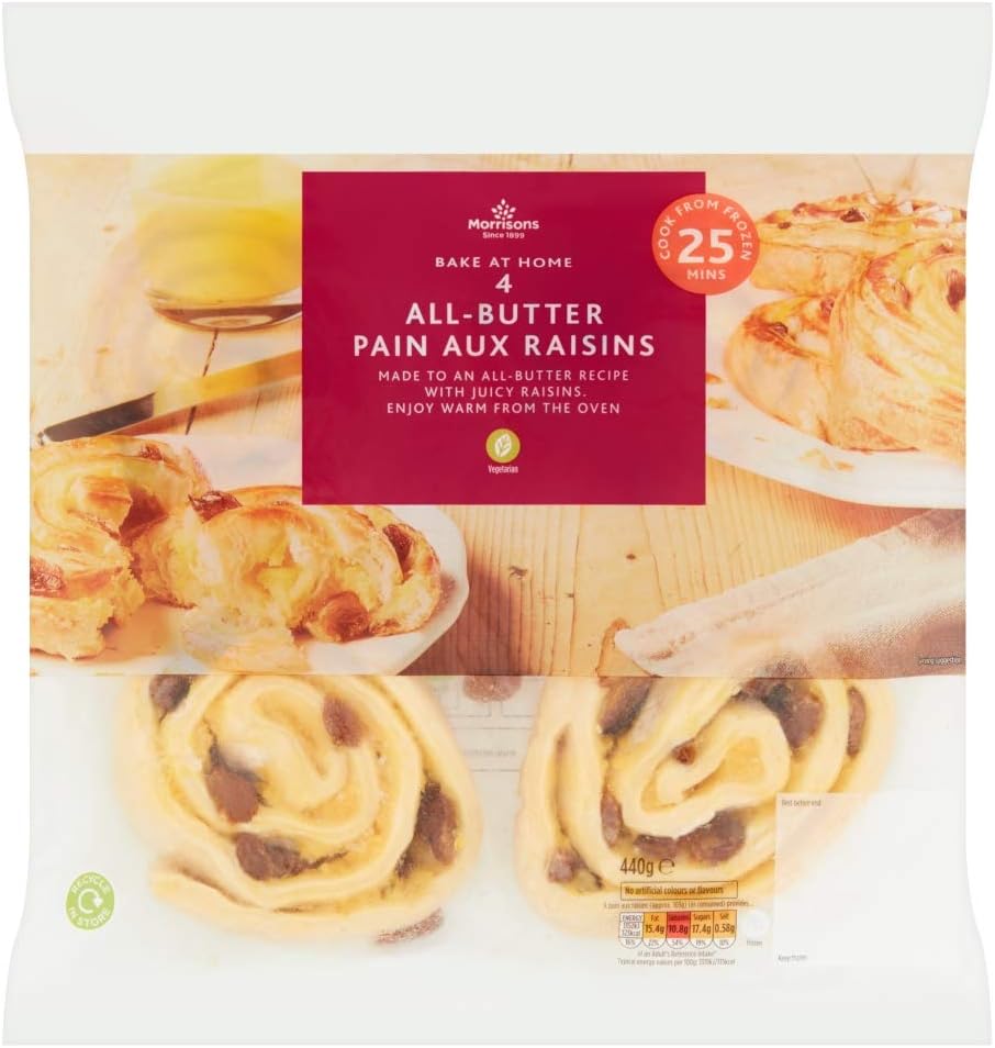 Morrisons Bake at Home All-Butter Pain Aux Raisins, 440g (Frozen ...