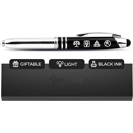 Inkstone Symbols of Law and Justice Gift Pen with Light and Stylus Tip