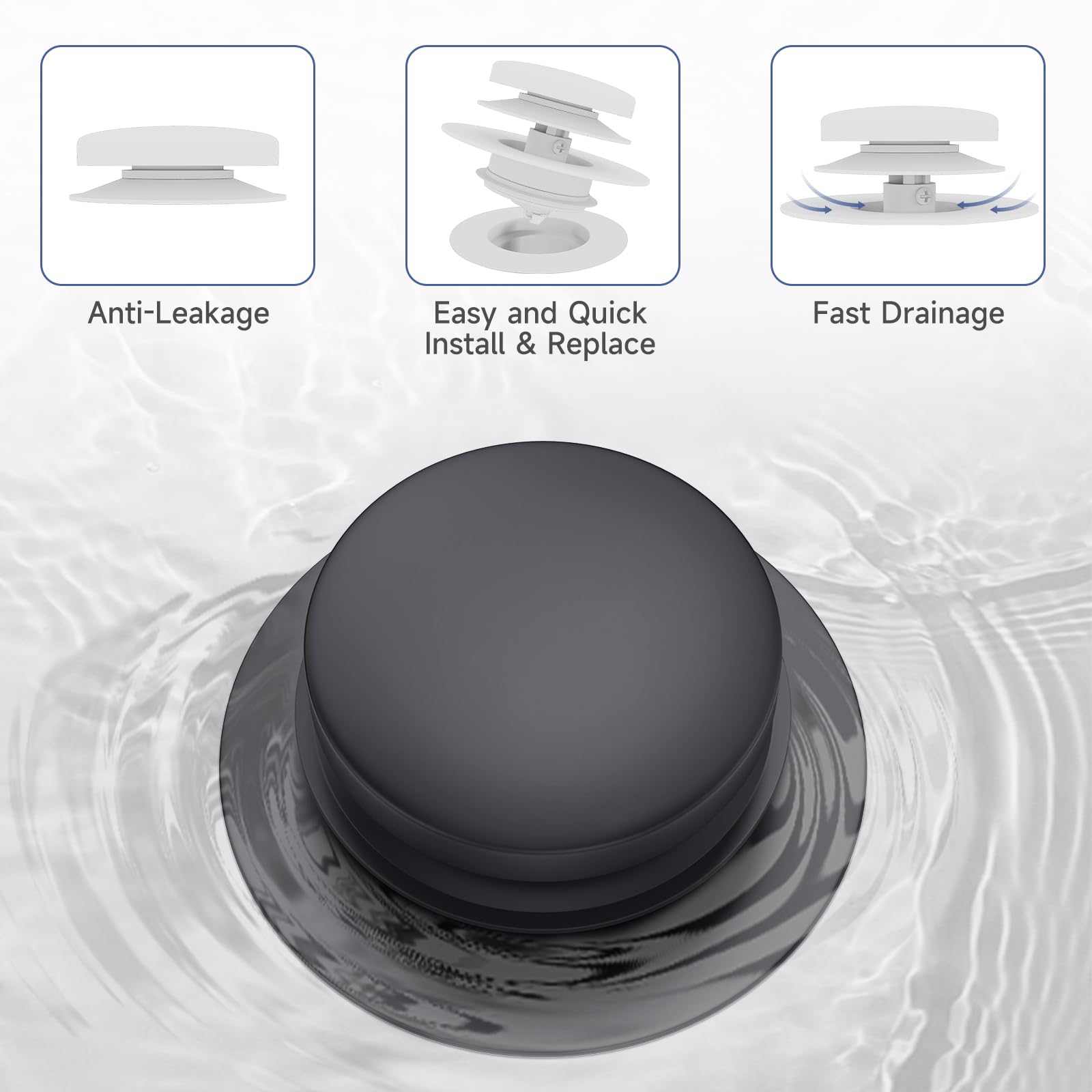 Snapklik.com : Matte Black Universal Tip Toe Tub Stopper Replacement ...