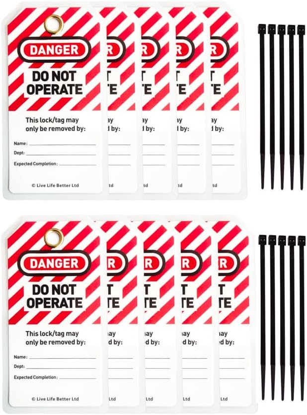 LIVELIFEBETTER® Lockout Tagout Tags – Set of 10 with Cable Ties, Loto ...