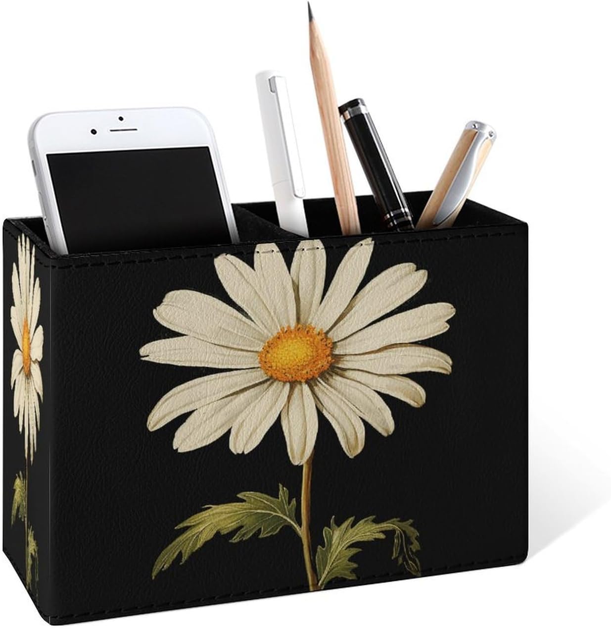 Amazon.com: Famame A Daisy Flowers Pencil Holder for Desk, Leather ...